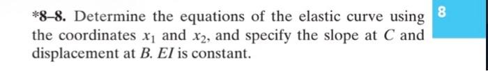 Solved *8-8. Determine the equations of the elastic curve | Chegg.com