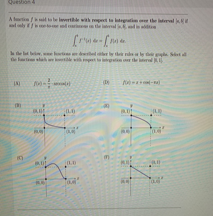 Solved Question 4 A function is said to be invertible with | Chegg.com