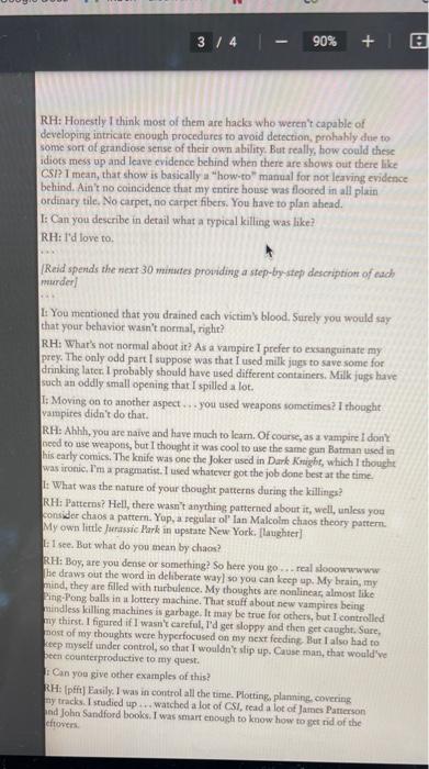 Solved Excerpt of Interview Transcript INTERVIEWER (I): | Chegg.com