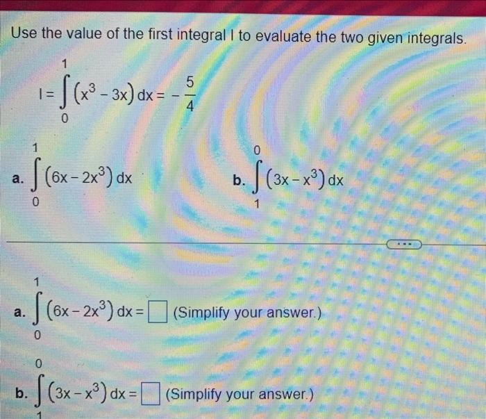 Solved use the value of the first integral I to evaluate the | Chegg.com