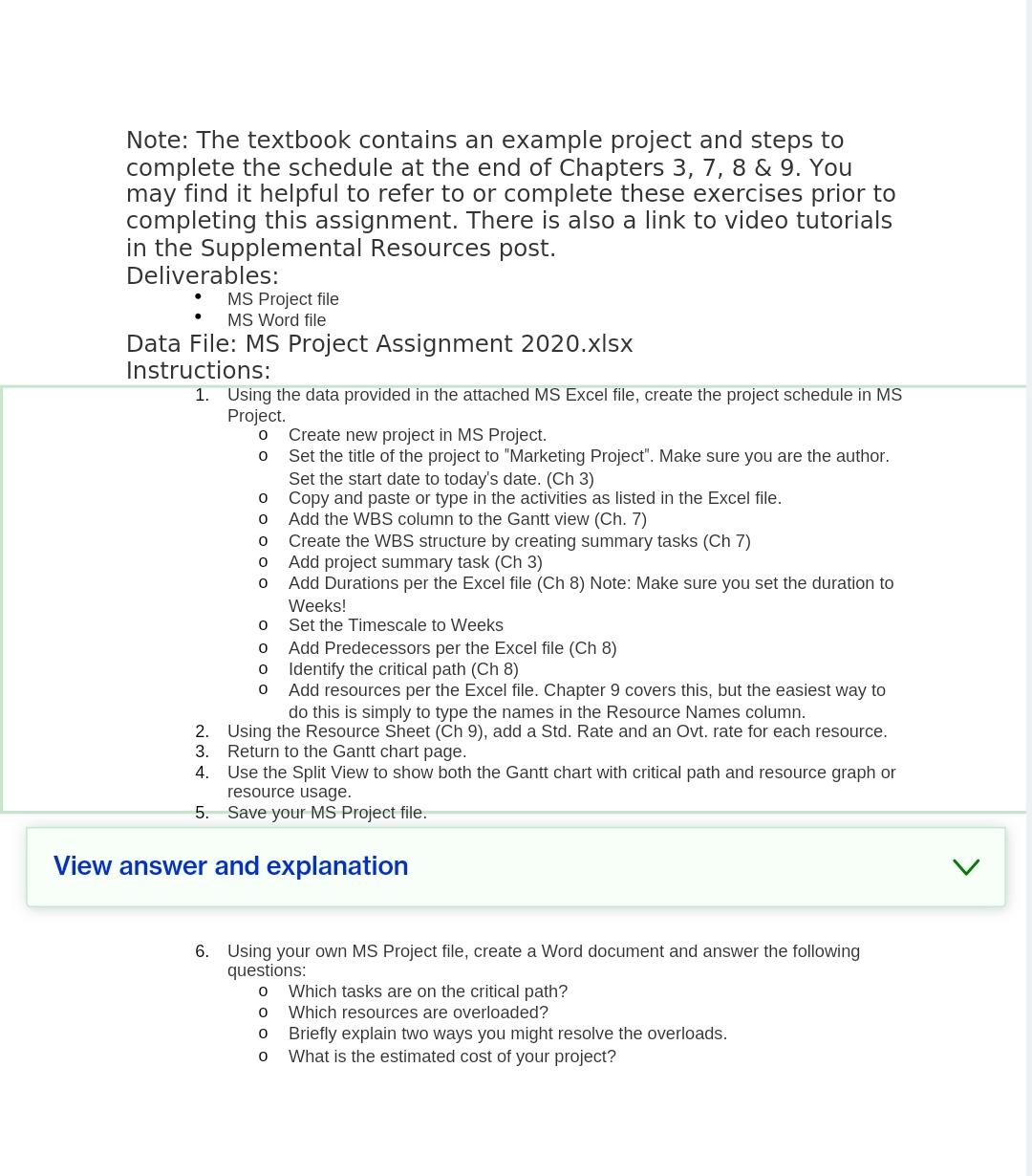 Solved Note: The textbook contains an example project and | Chegg.com