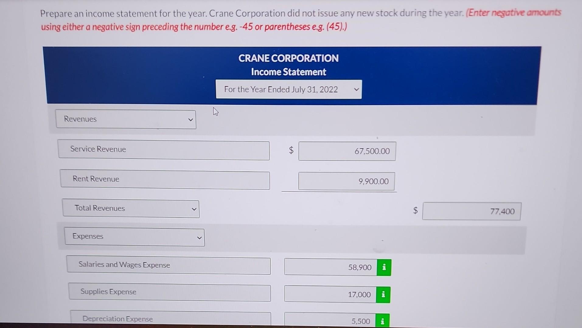 Solved Expenses Salaries and Wages Expense 58,900 i Supplies | Chegg.com
