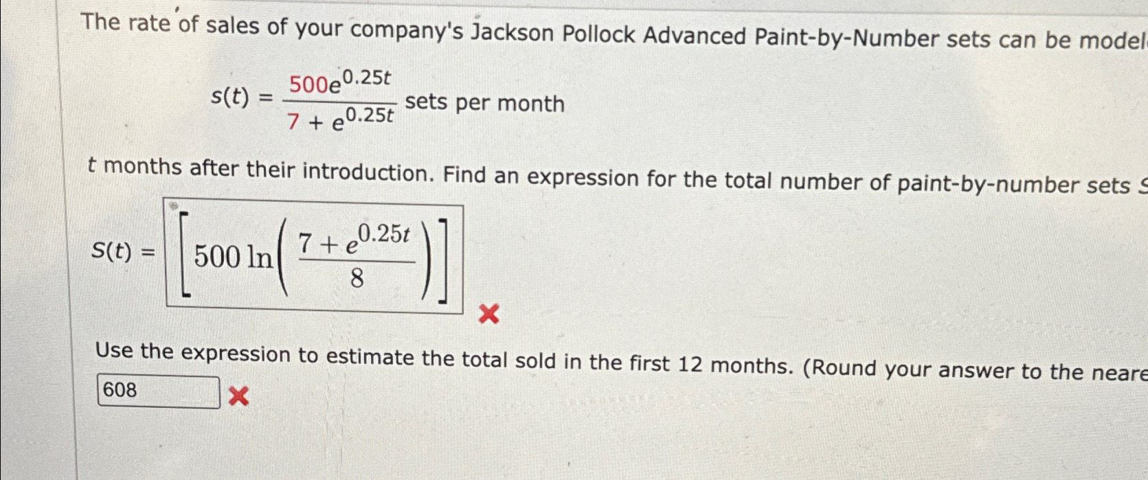 Solved The rate of sales of your company's Jackson Pollock | Chegg.com