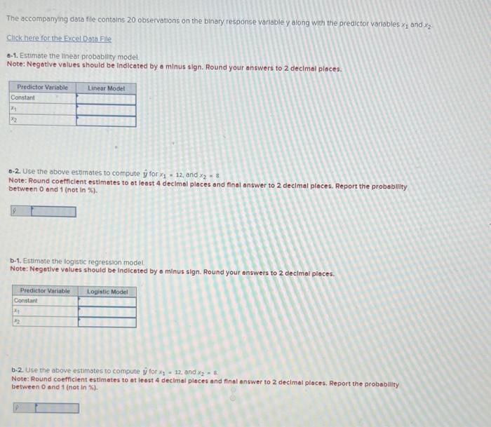 Solved The accompanying data file contains 20 observations | Chegg.com