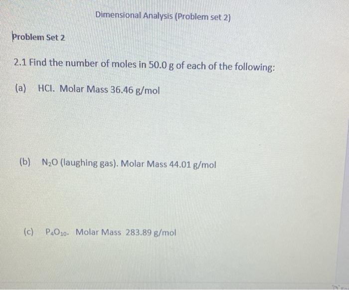 Solved Dimensional Analysis (Problem set 2) Problem Set 2 | Chegg.com