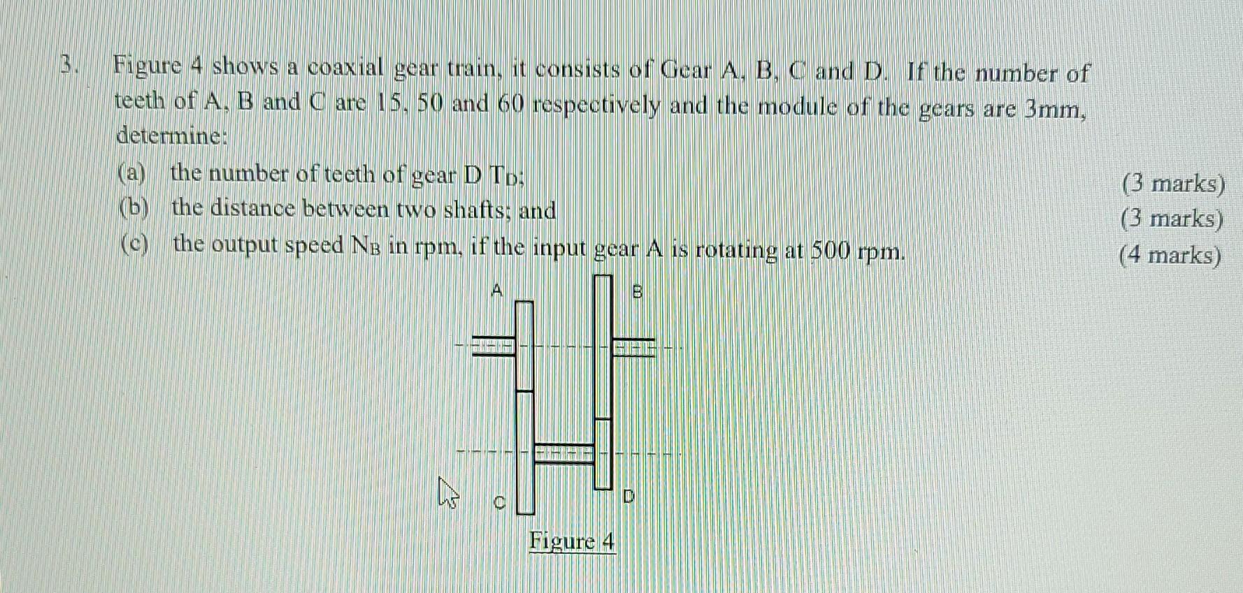 Solved 3. Figure 4 shows a coaxial gear train, it consists | Chegg.com