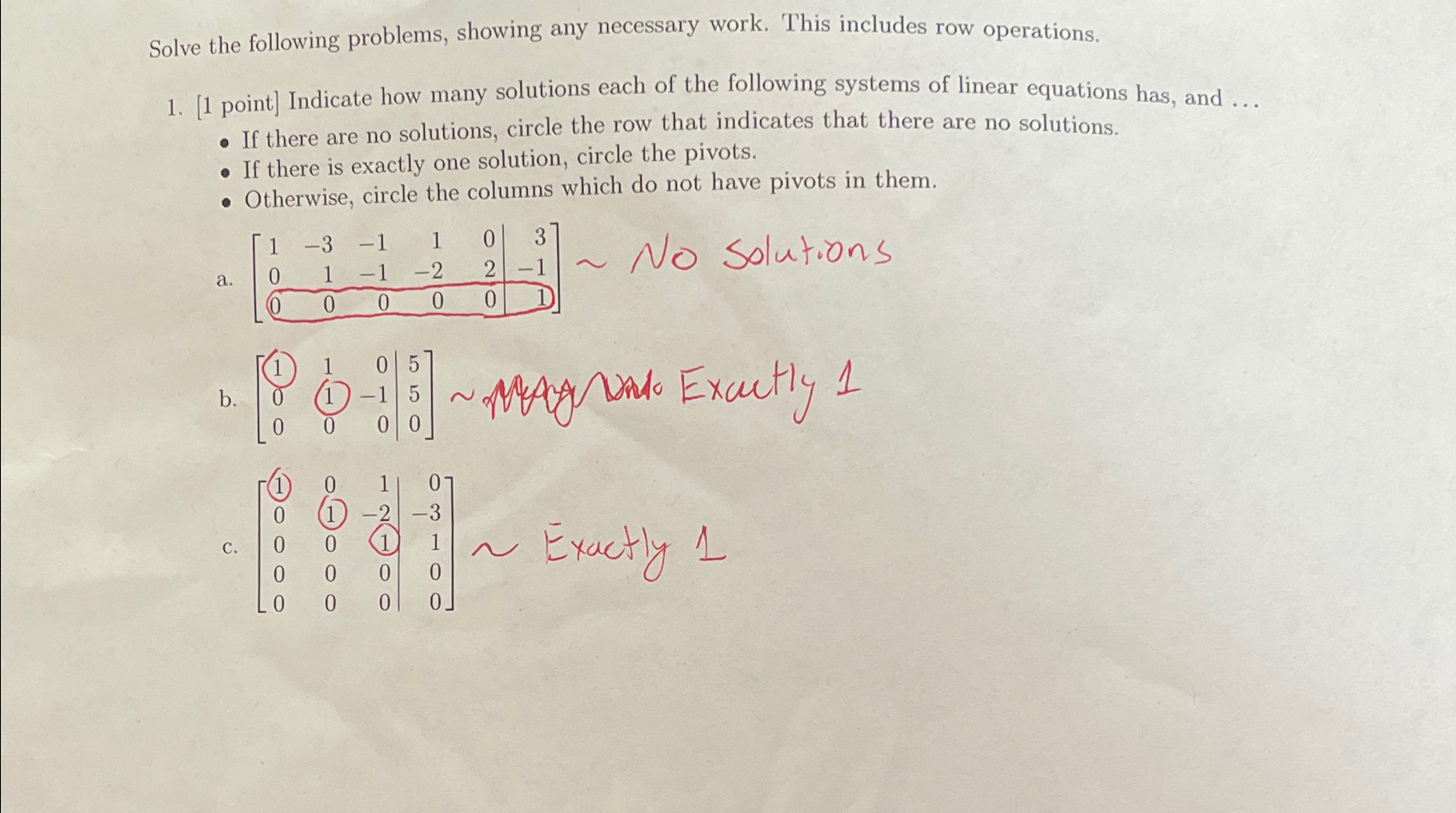 Solved Solve the following problems, showing any necessary | Chegg.com