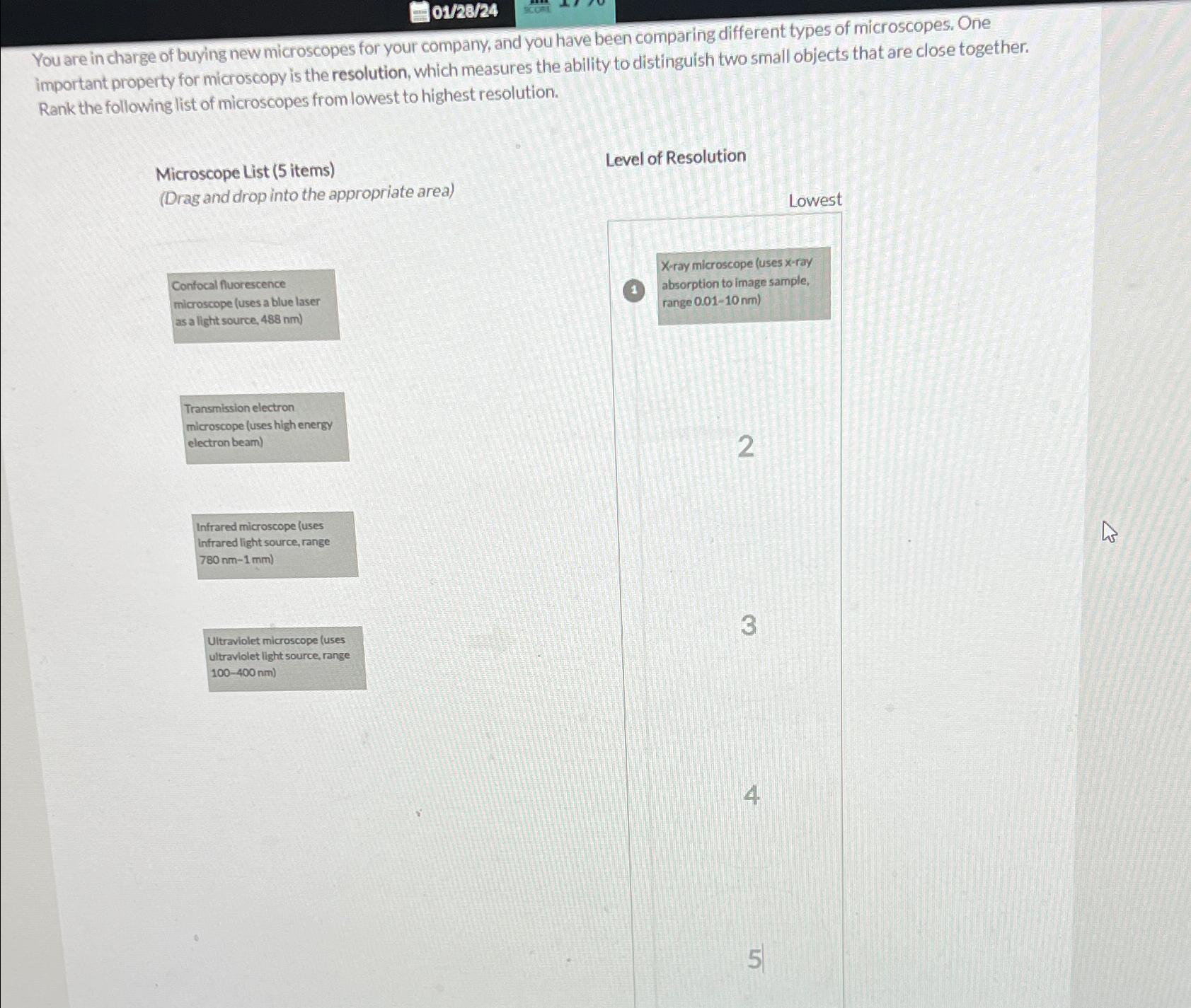 Solved 01/28/24You are in charge of buying new microscopes | Chegg.com