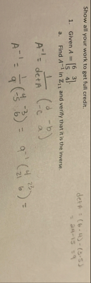 Solved Show all your work to get full credit.Given | Chegg.com