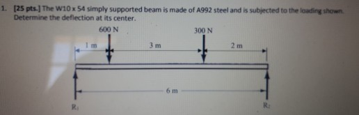 Solved 1. [25 pts.] The W10x 54 simply supported beam is | Chegg.com