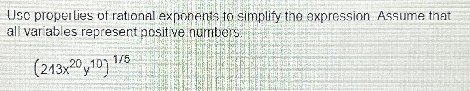 Solved Use properties of rational exponents to simplify the | Chegg.com