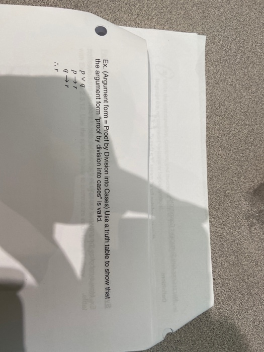Solved Ex. (Argument form = Proof by Division into Cases) | Chegg.com