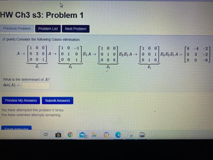 Solved HW Ch3 s3: Problem 1 Previous Problem Problem List | Chegg.com