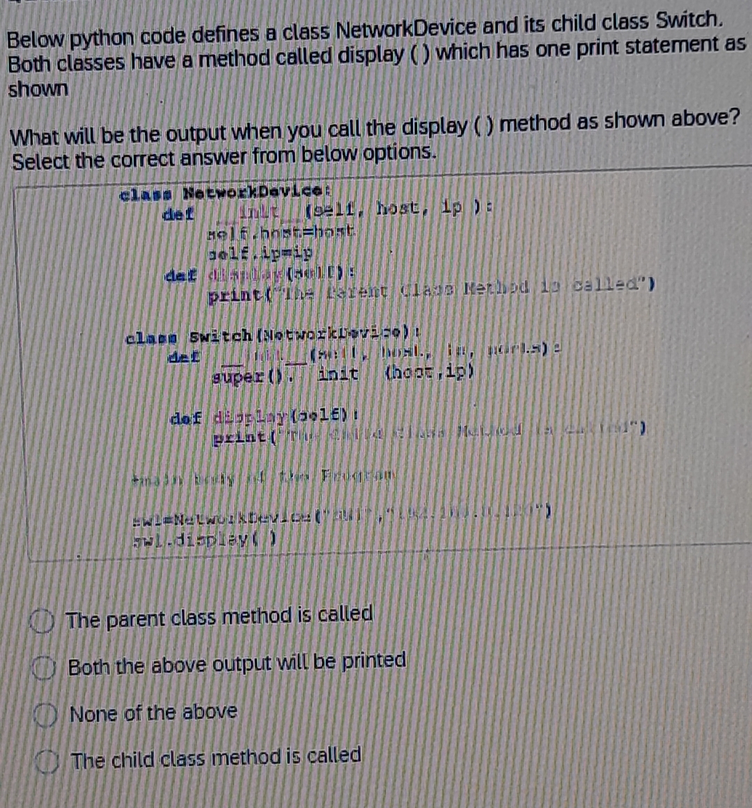 Solved Below python code defines a class NetworkDevice and | Chegg.com