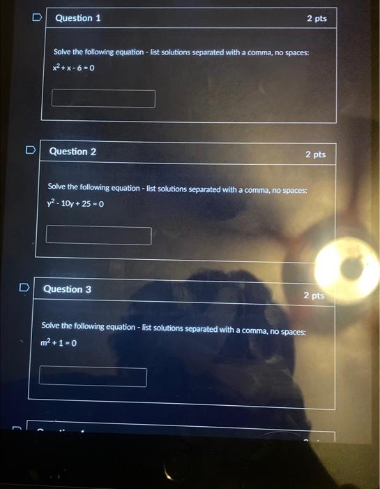 Solved Question 1 2 pts Solve the following equation - list | Chegg.com