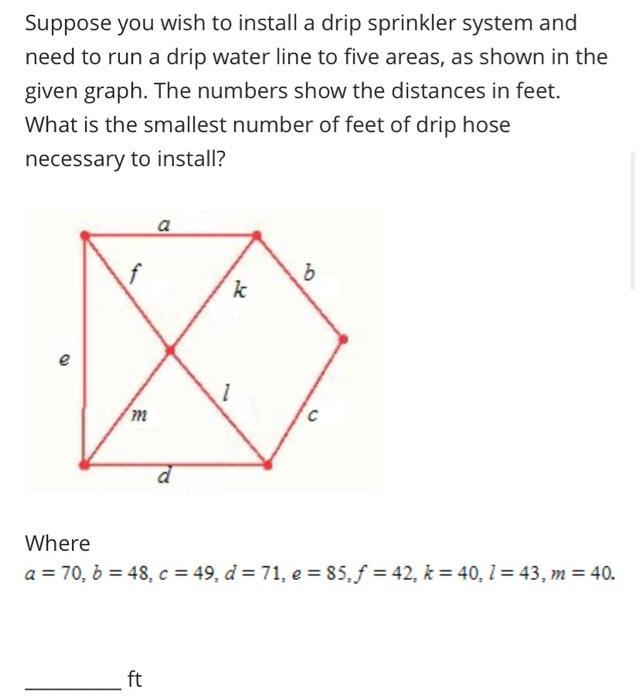 Solved Suppose you wish to install a drip sprinkler system | Chegg.com