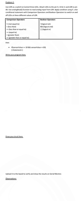 Solved Exercise 1: Analog Read Serial: Read an LDR, print | Chegg.com