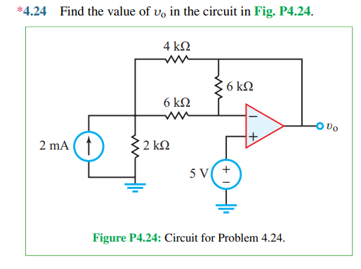 Solved *4.24 ﻿Find the value of vo ﻿in the circuit in Fig. | Chegg.com
