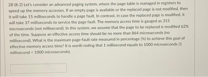 Solved 28 (8-2) Let's consider an advanced paging system, | Chegg.com