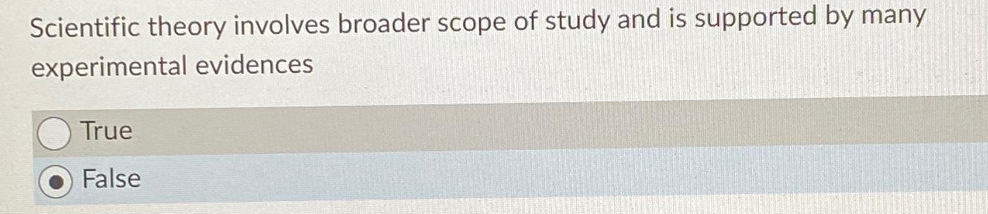 Solved Scientific theory involves broader scope of study and | Chegg.com