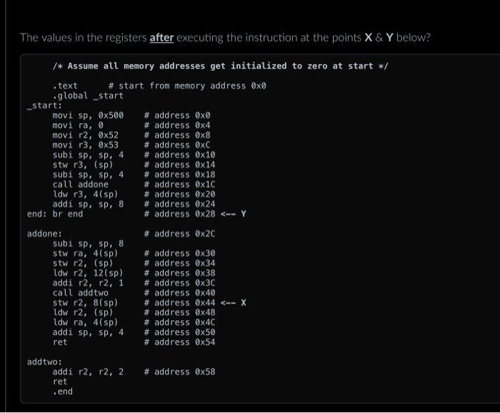Solved The values in the registers after executing the | Chegg.com