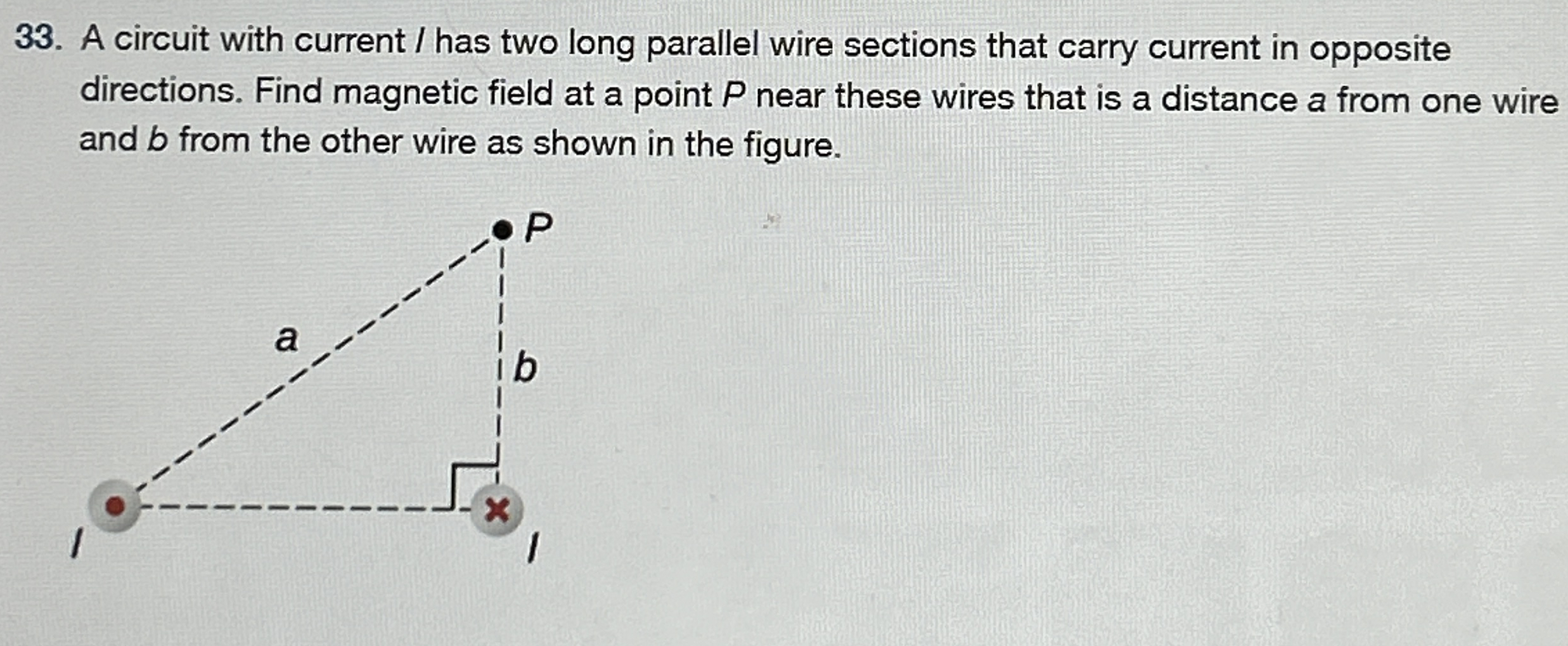 Solved A circuit with current / ﻿has two long parallel wire | Chegg.com