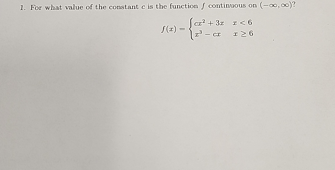 Solved For what value of the constant c ﻿is the function f | Chegg.com