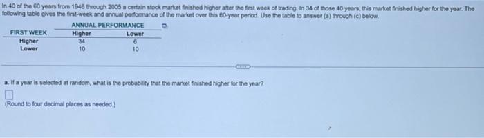 Solved a. If a year is selected at random, what is the | Chegg.com