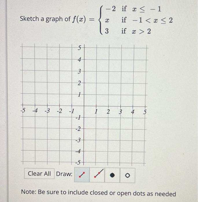 Solved Sketch a graph of f(x)=⎩⎨⎧−2x3 if x≤−1 if −1 | Chegg.com