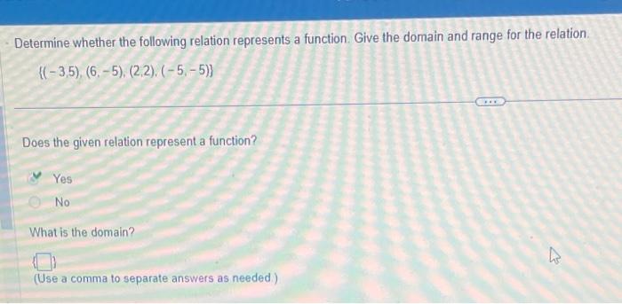 Solved Determine whether the following relation represents a | Chegg.com