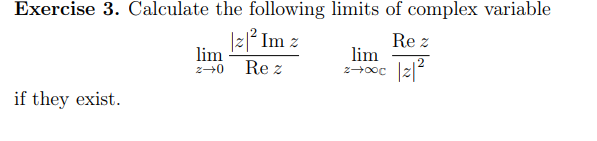 Solved Exercise 3. ﻿Calculate the following limits of | Chegg.com