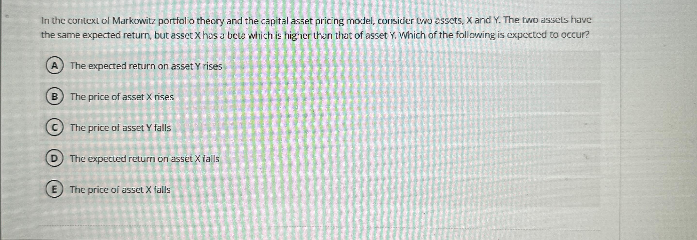 Solved In the context of Markowitz portfolio theory and the | Chegg.com