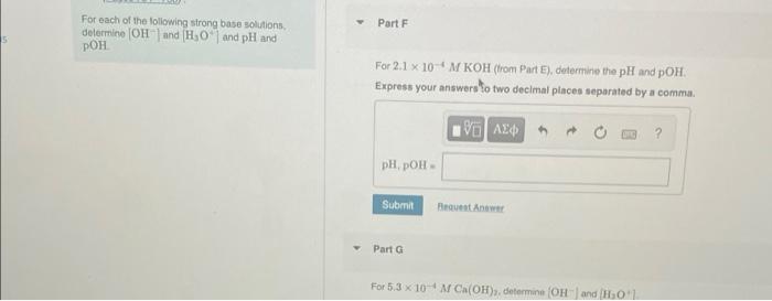Solved Part F For each of the following strong base | Chegg.com