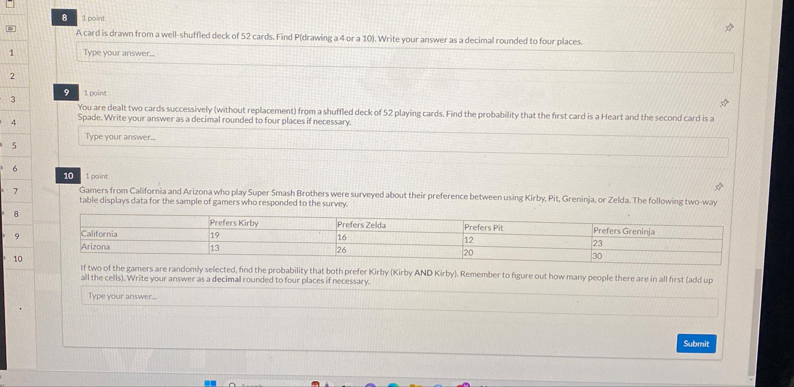 Solved 81 ﻿pointA card is drawn from a well-shuffled deck of | Chegg.com