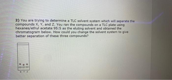 Solved 2) You are trying to determine a TLC solvent system | Chegg.com
