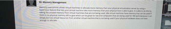 Solved Predi RE: Memory Management Memory overcommit allows | Chegg.com