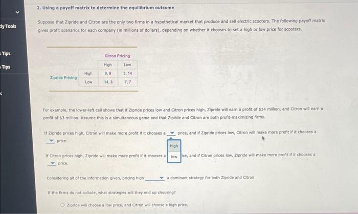 Solved 2. Using a payoff matrix to determine the equilibrium | Chegg.com
