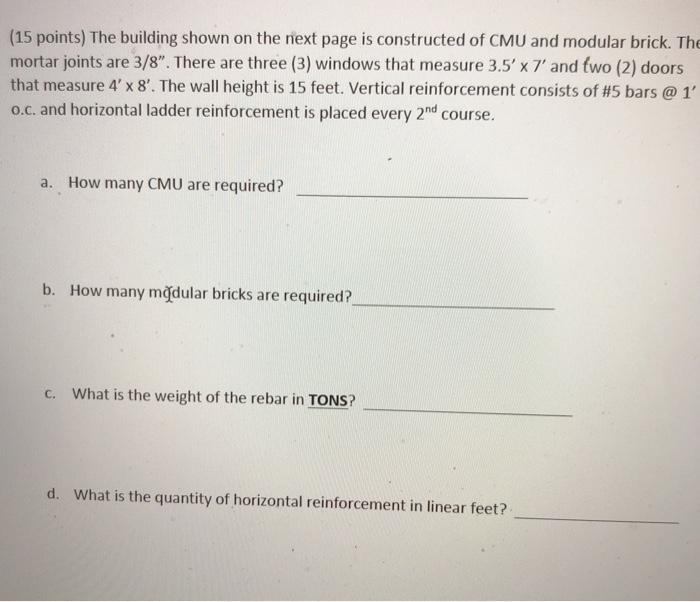 Solved (15 points) The building shown on the next page is | Chegg.com