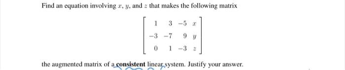 Solved Find an equation involving x,y, and z that makes the | Chegg.com
