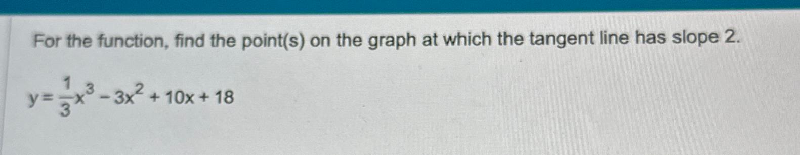 Solved For the function, find the point(s) ﻿on the graph at | Chegg.com