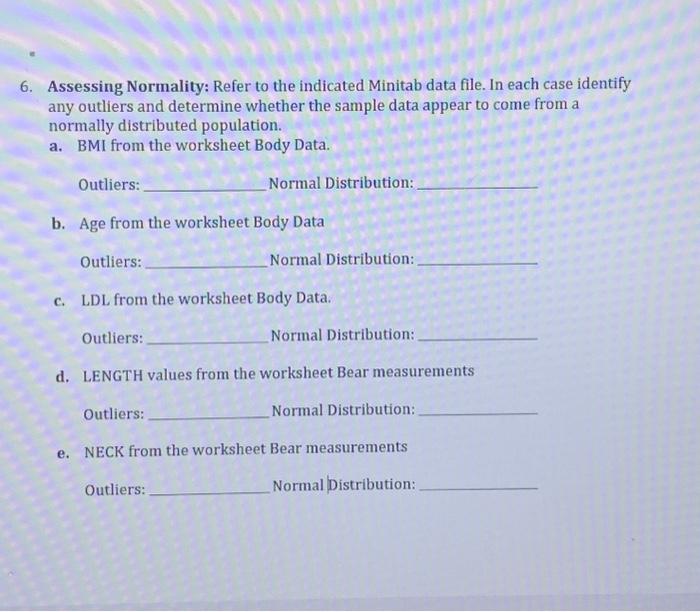 Solved 6. Assessing Normality: Refer to the indicated | Chegg.com