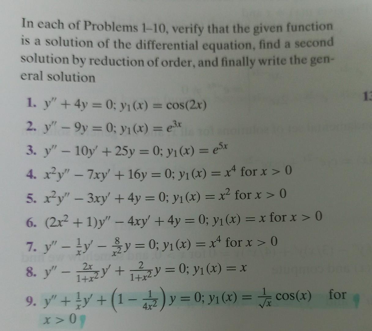Solved In each of Problems 1-10, verify that the given | Chegg.com