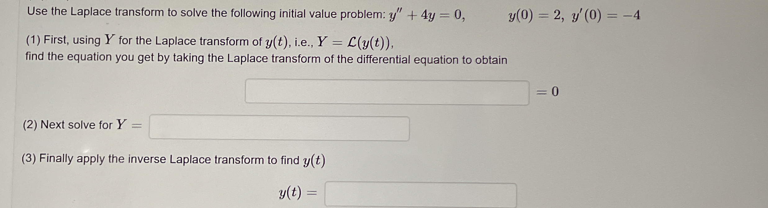 Solved Use the Laplace transform to solve the following | Chegg.com