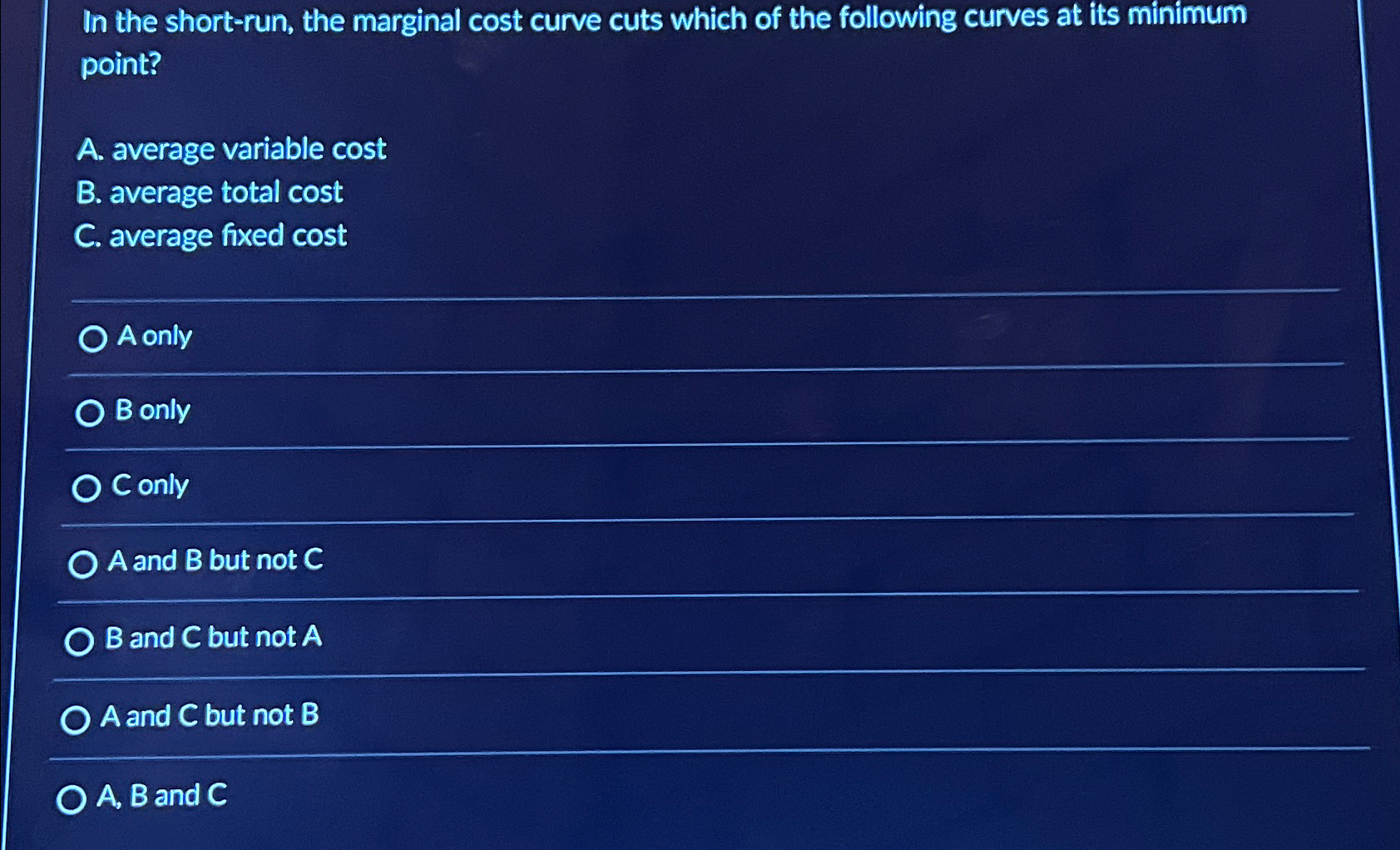 Solved In the short-run, the marginal cost curve cuts which | Chegg.com
