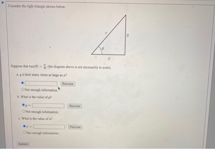 Solved Consider the right triangle shown below. 2 Suppose | Chegg.com