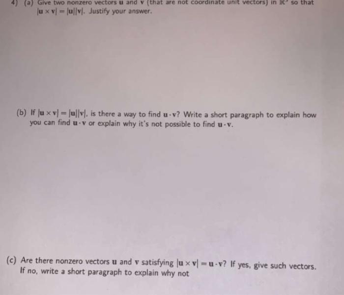 Solved (a) Give two nonzero vectors u and y (that are not | Chegg.com