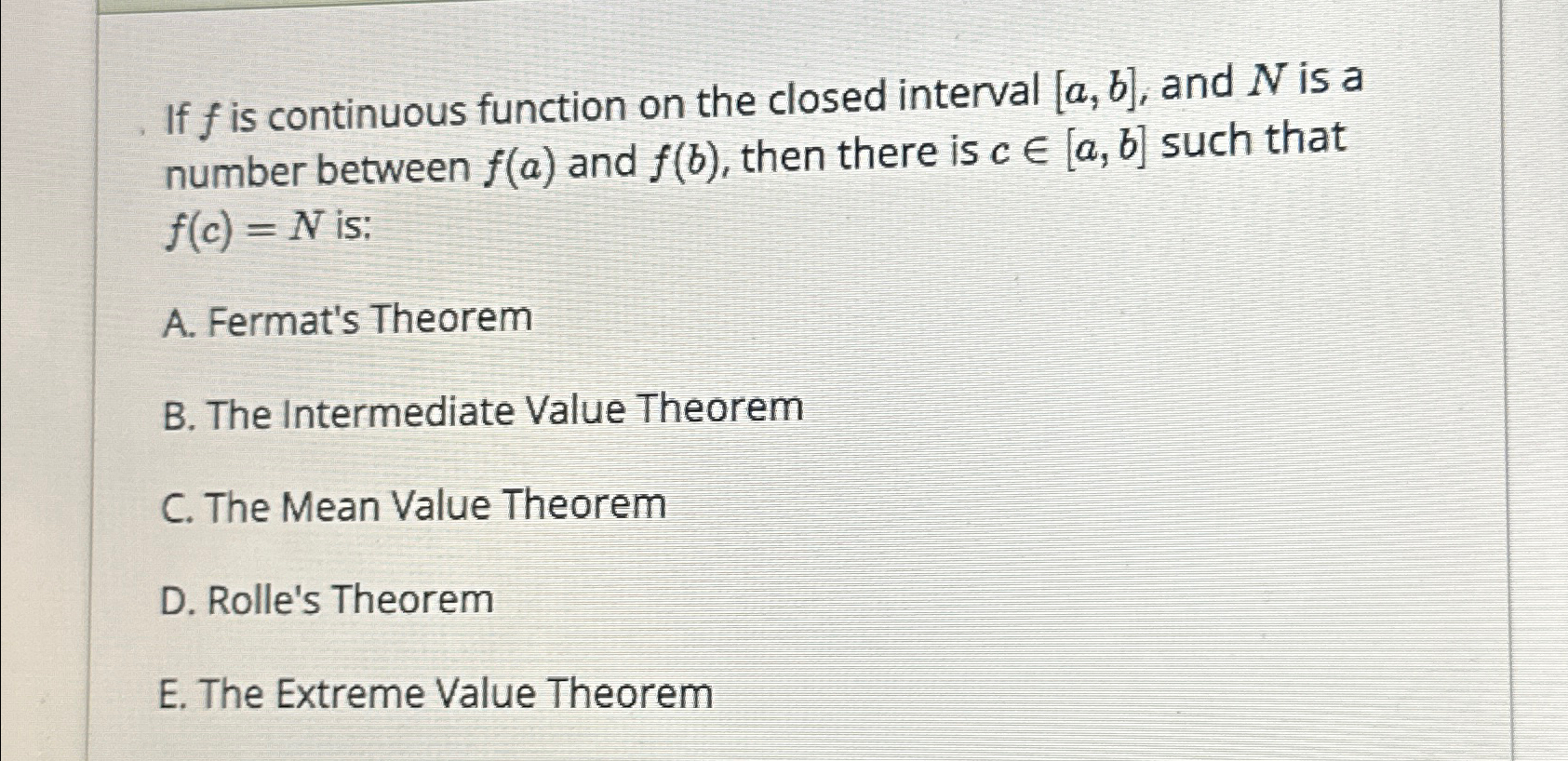 Solved If f ﻿is continuous function on the closed interval | Chegg.com