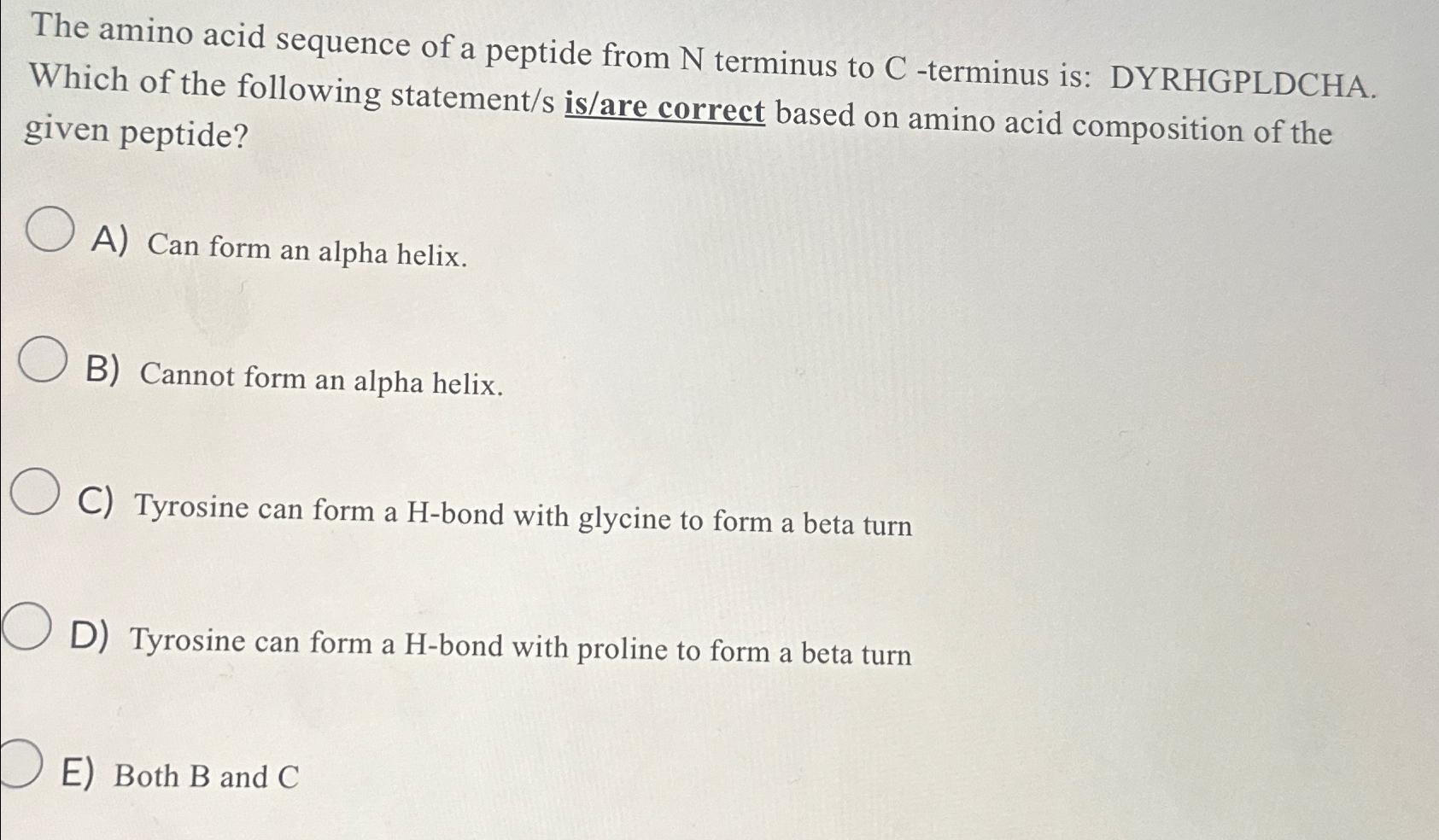 Solved The amino acid sequence of a peptide from N ﻿terminus | Chegg.com
