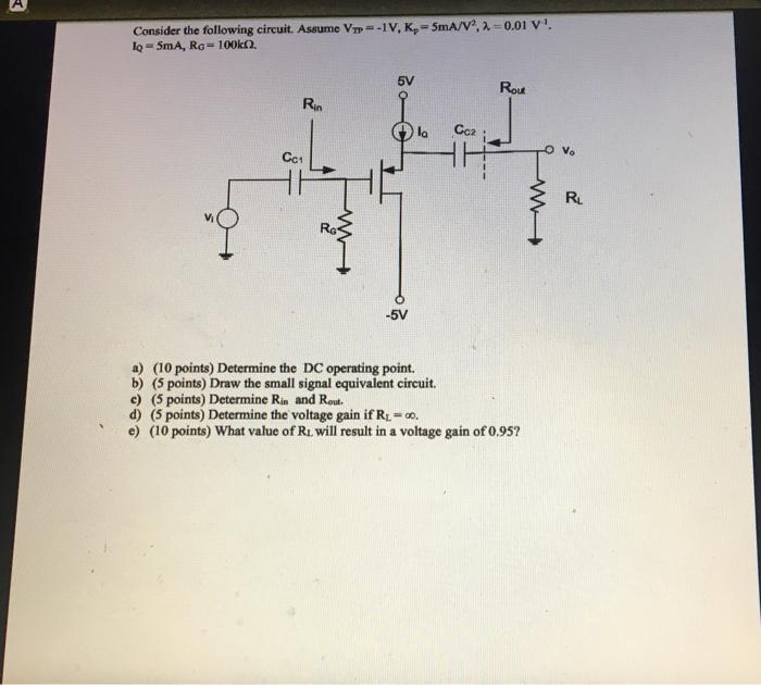 Solved Consider the following circuit. Assume Vpp =-1V, K, = | Chegg.com