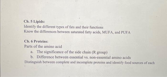 Solved Ch. 5 Lipids: Identify the different types of fats | Chegg.com
